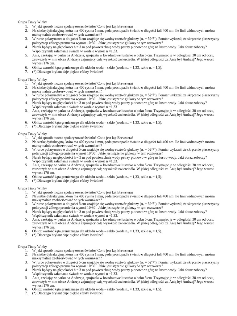 Optyka Fizyczna | PDF