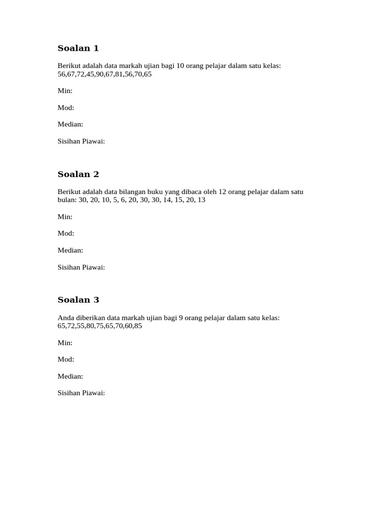 SOALAN STATISTIK MUDAH | PDF