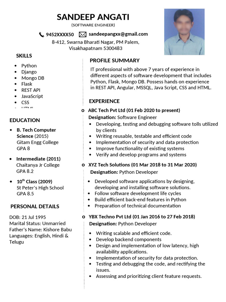 Modern-resume-for-experienced | PDF | Python (Programming Language) | Web Development