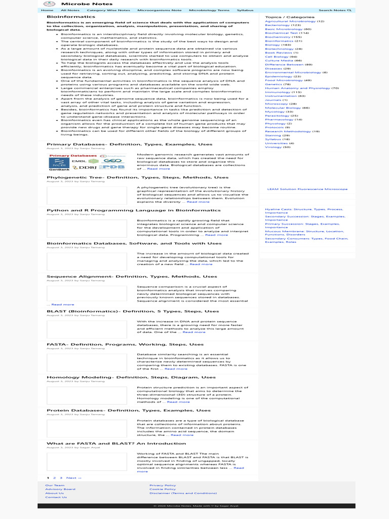 1bioinformatics Notes - Microbe Notes | PDF | Bioinformatics | Nucleic ...