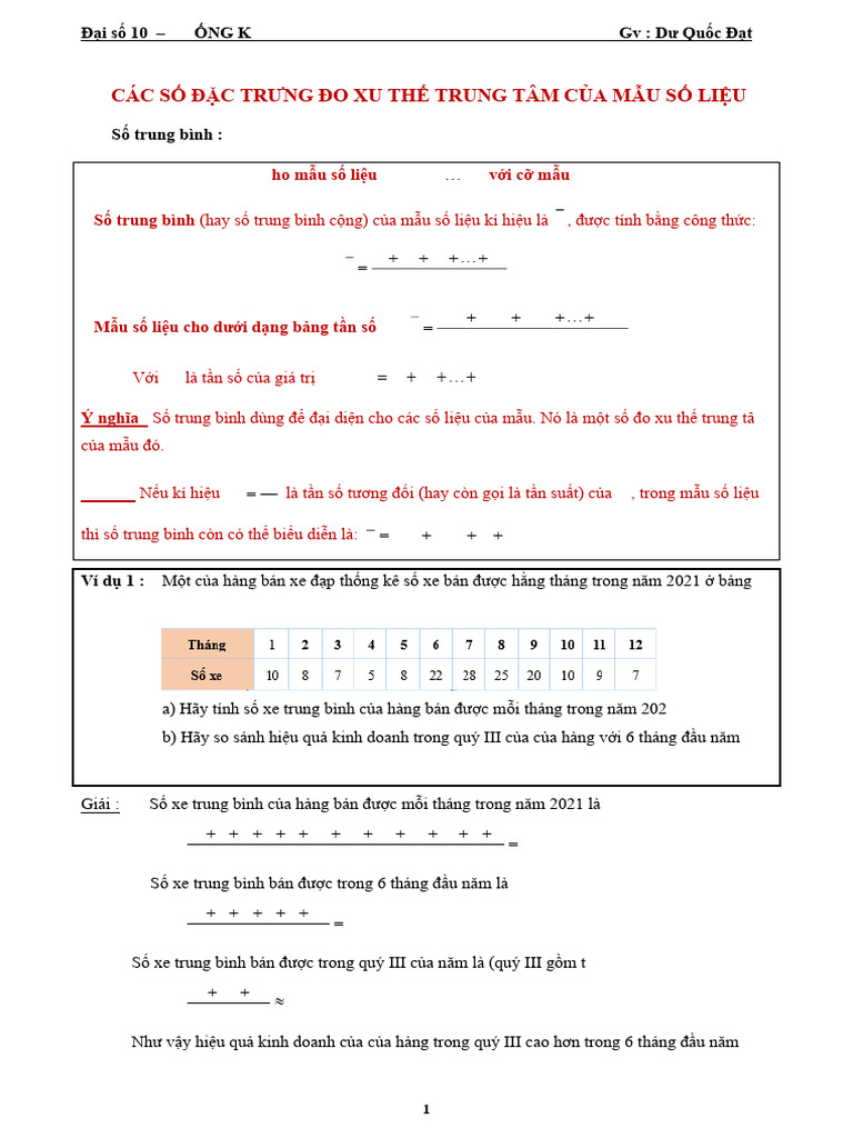 Cac So Dac Trung Cua Mau So Lieu | PDF