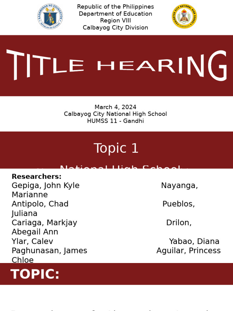 Title-Hearing-PPT | PDF | Obesity | Reading Comprehension