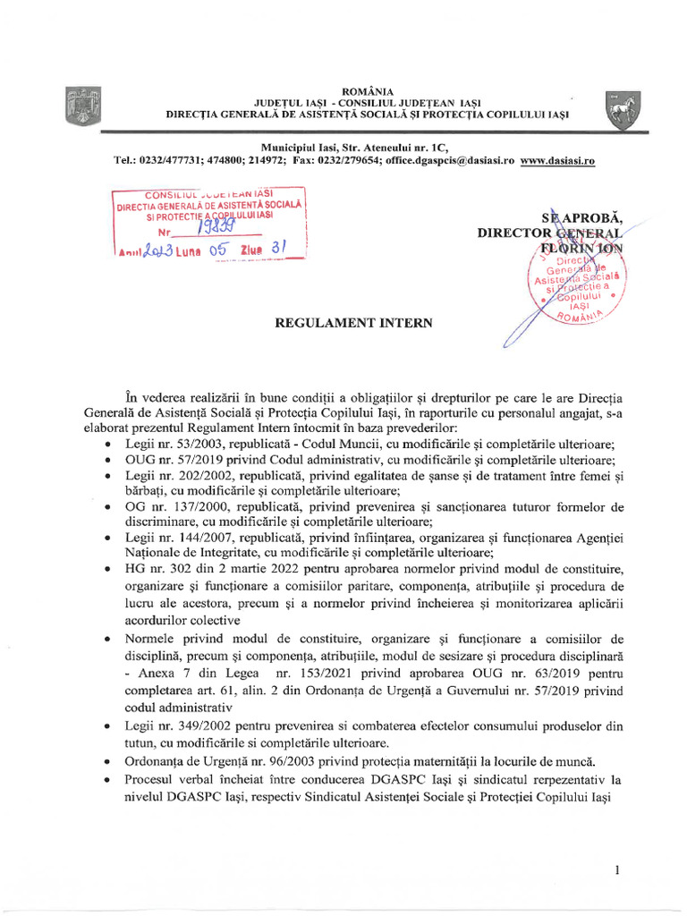 Regulament-Intern-DGASPC_01.06.2023 | PDF