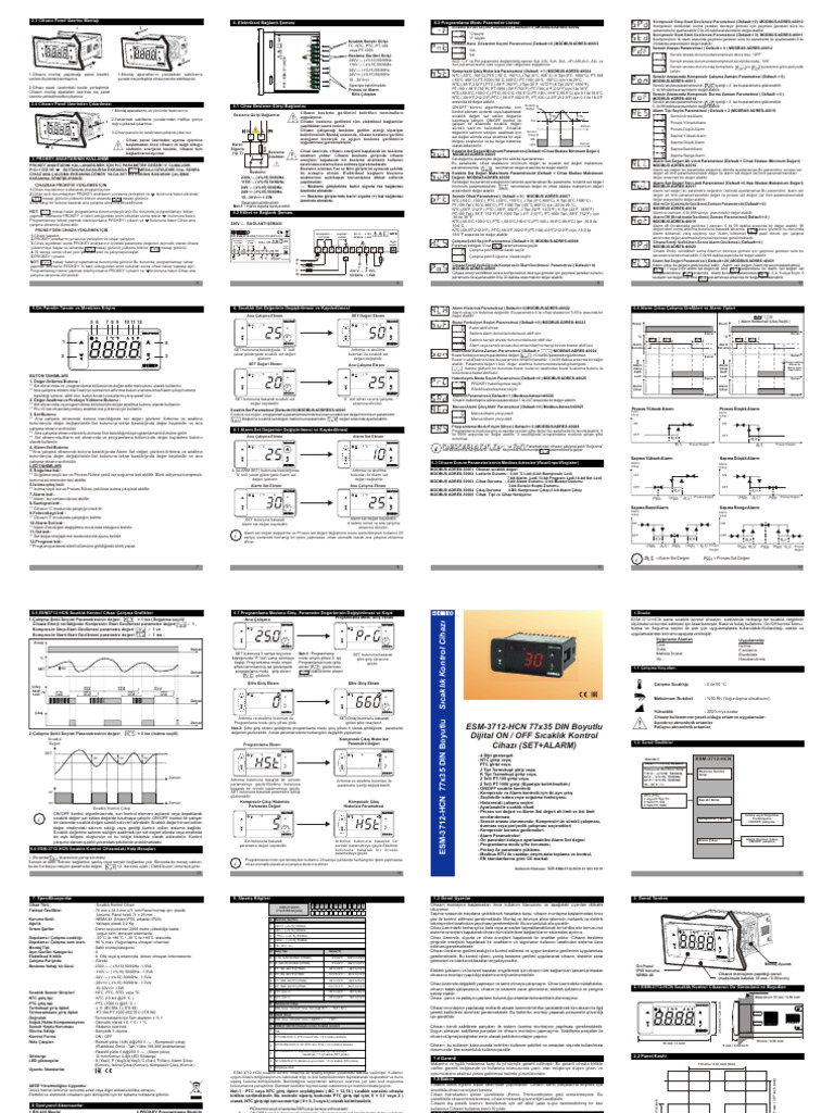 ESM 3712 HCN Dijital OnOff Sicaklik Kontrol Cihazi TR | PDF