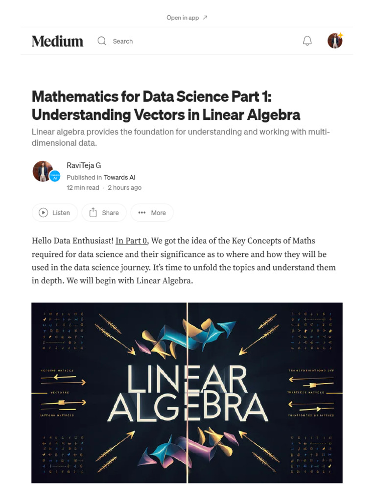 Understanding Vectors in Linear Algebra | PDF