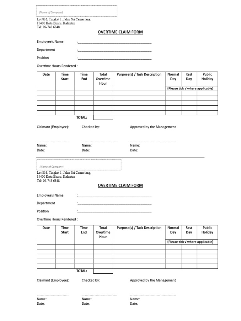 Overtime Claim Form | PDF