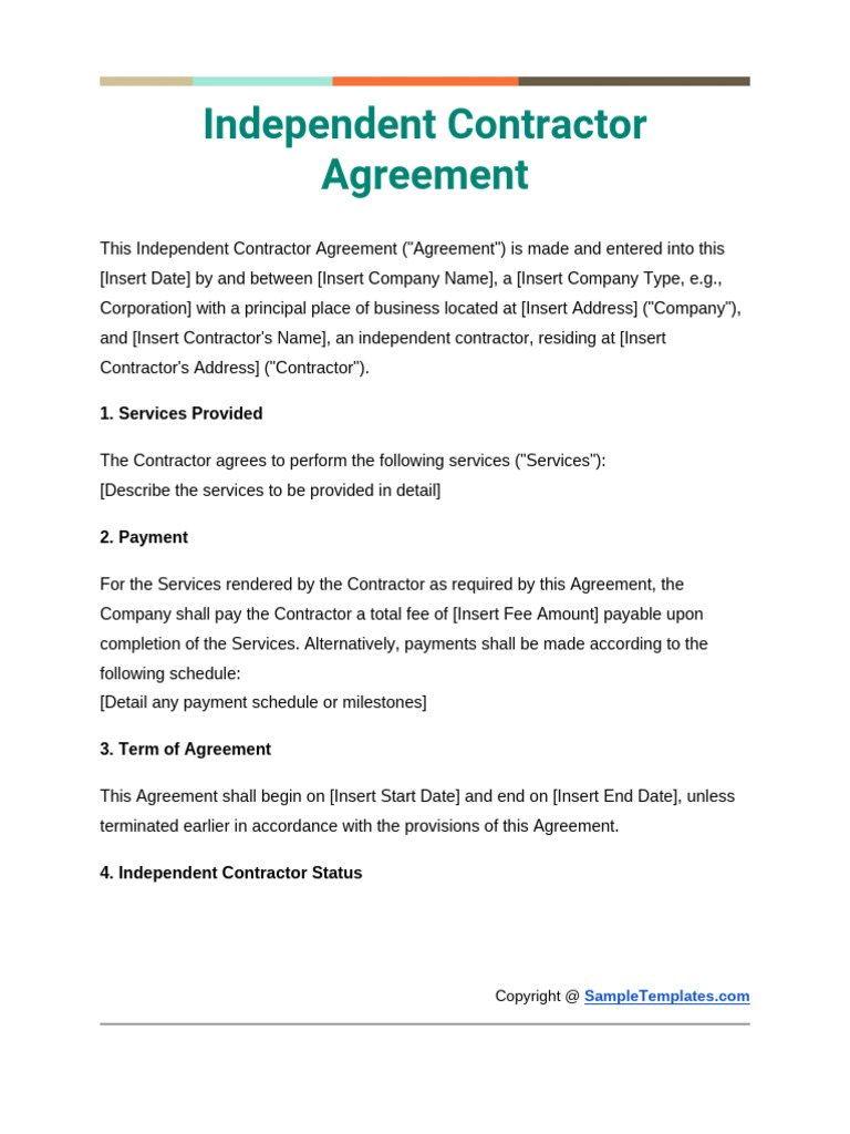 Independent Contractor Agreement Template | PDF | Employment | Copyright