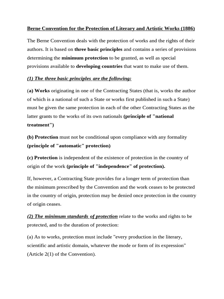 Berne Convention For The Protection of Literary and Artistic Works ...