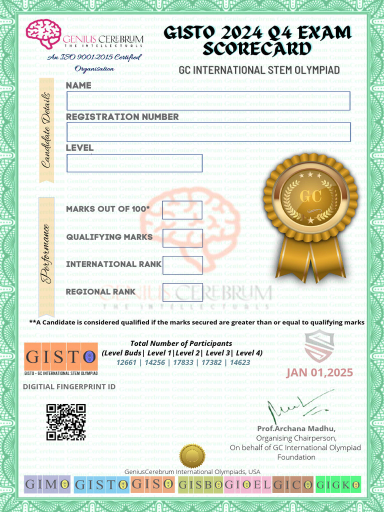 GC International Olympiads Scorecard (1) - Compressed | PDF