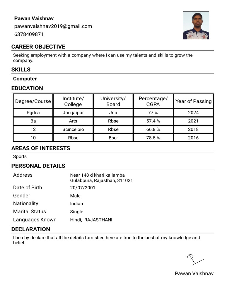Resume - Pawan Vaishnav - Format1 | PDF