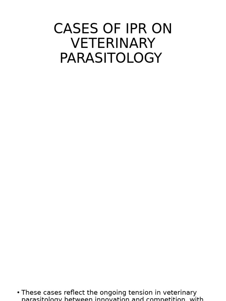 Cases of Ipr on Veterniary Parasitology | PDF | Merck & Co. | Patent