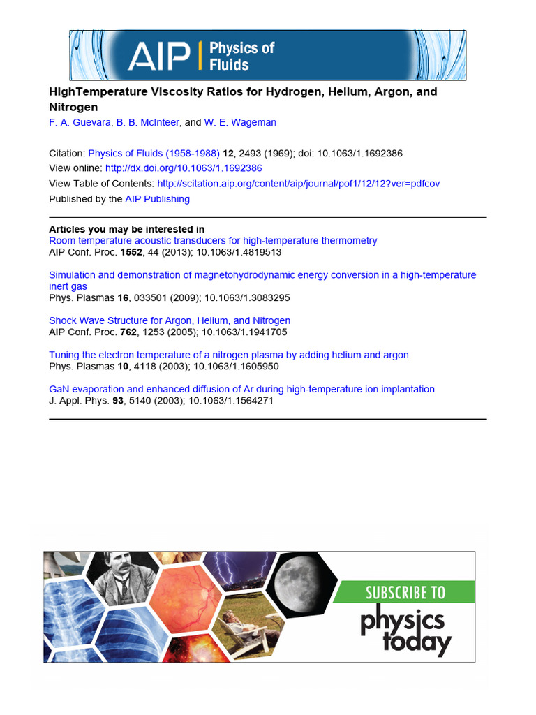 High-Temperature Viscosity Ratios For Hydrogen, Helium, Argon, and ...