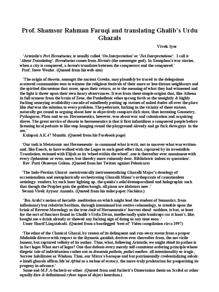 Translating Ghalib | PDF | Moses In Islam | Religion And Belief