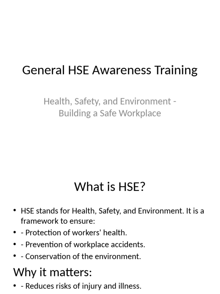 General HSE Awareness Training | PDF