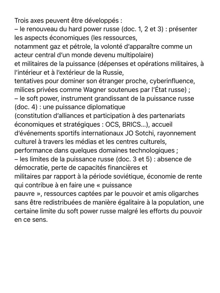 Puissance russe : hard power, soft power et limites | PDF