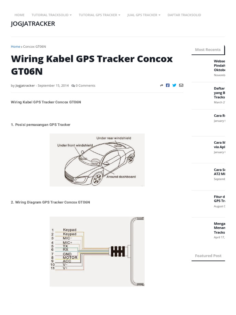 Wiring Kabel GPS Tracker Concox GT06N | PDF