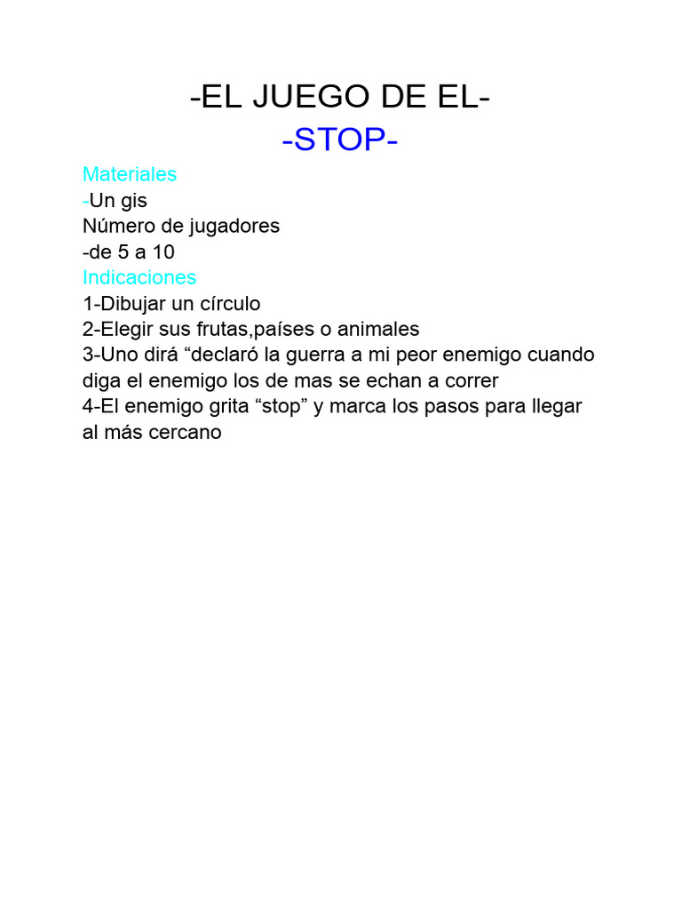 -El Juego de El- Stop 2 | PDF