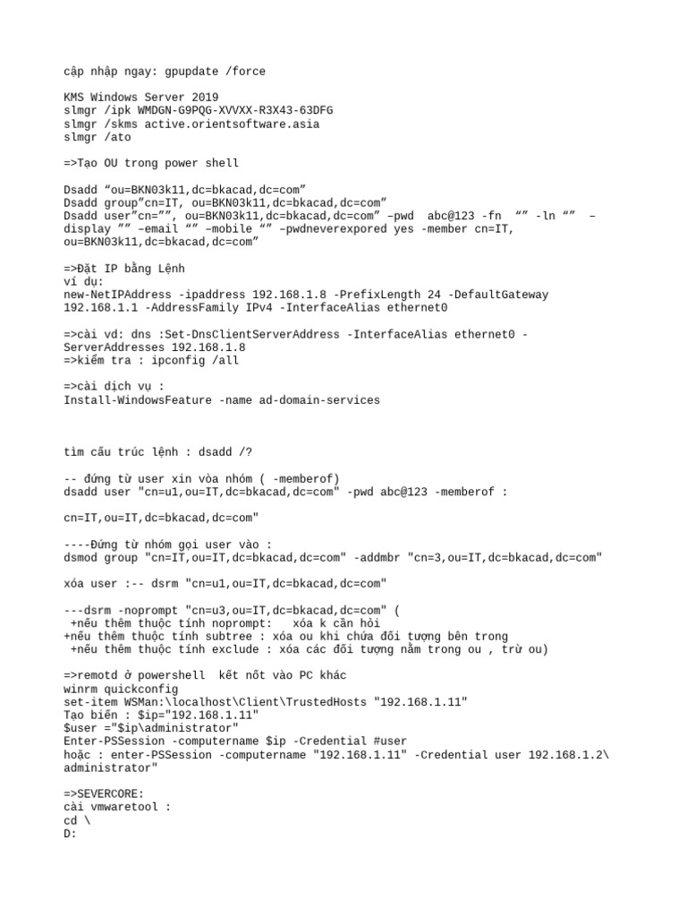 Các-lệnh-cài-trong MCSA | PDF