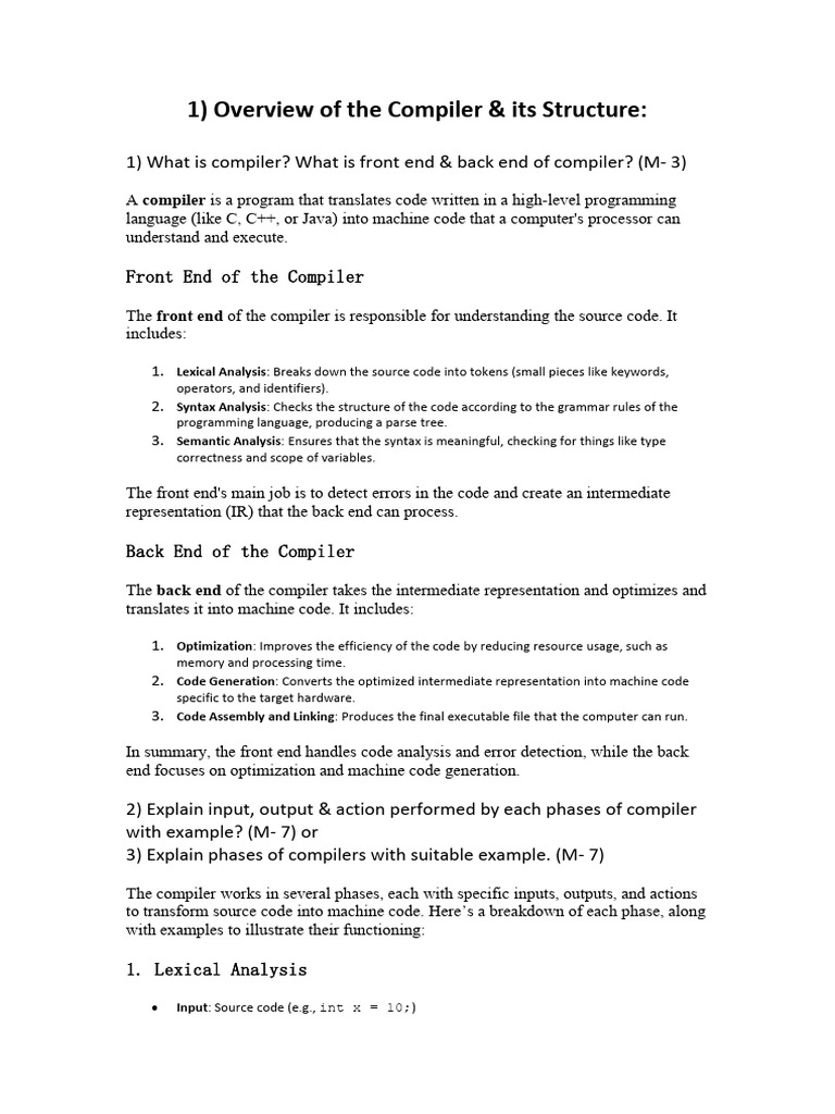 CD quetion and answer | PDF | Parsing | Compiler