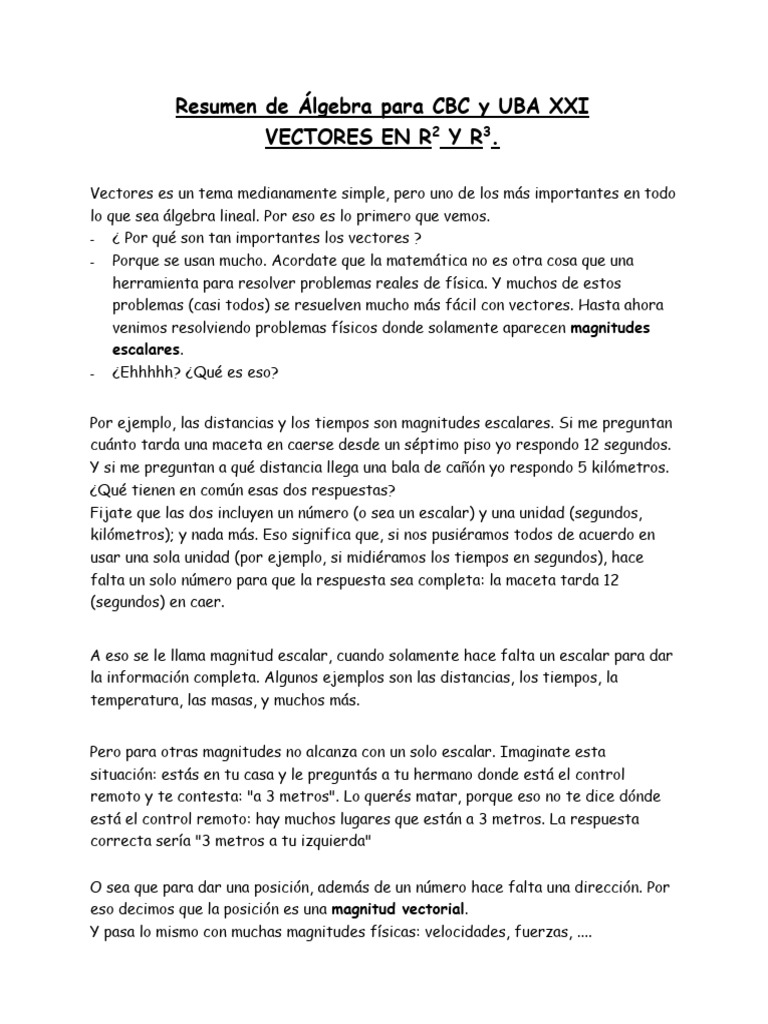 ÁLGEBRA EXPLICACIÓN TEÓRICA MÁS EJERCICIOS | PDF | Vector Euclidiano ...