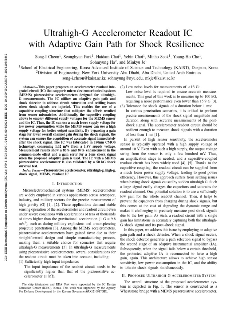 Ultrahigh-G Accelerometer Readout IC With Adaptive Gain Path For Shock ...