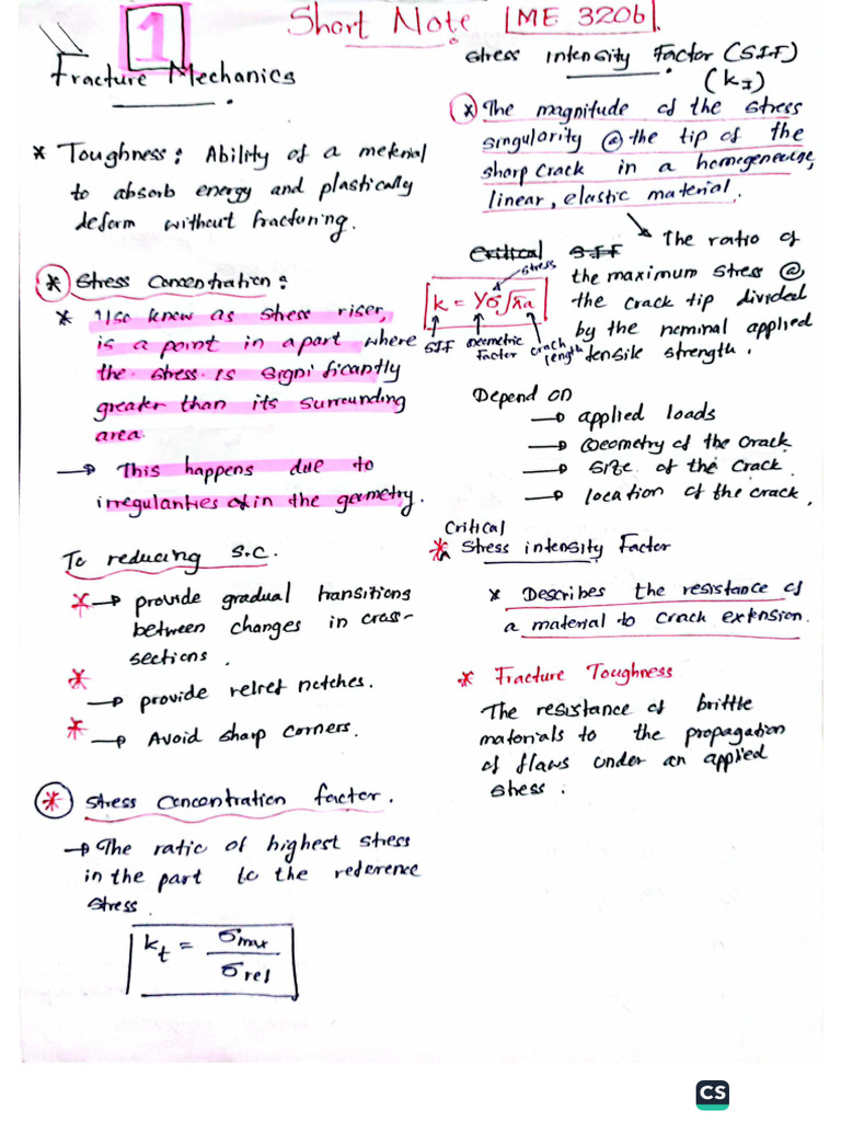 ME3206 Short Note | PDF