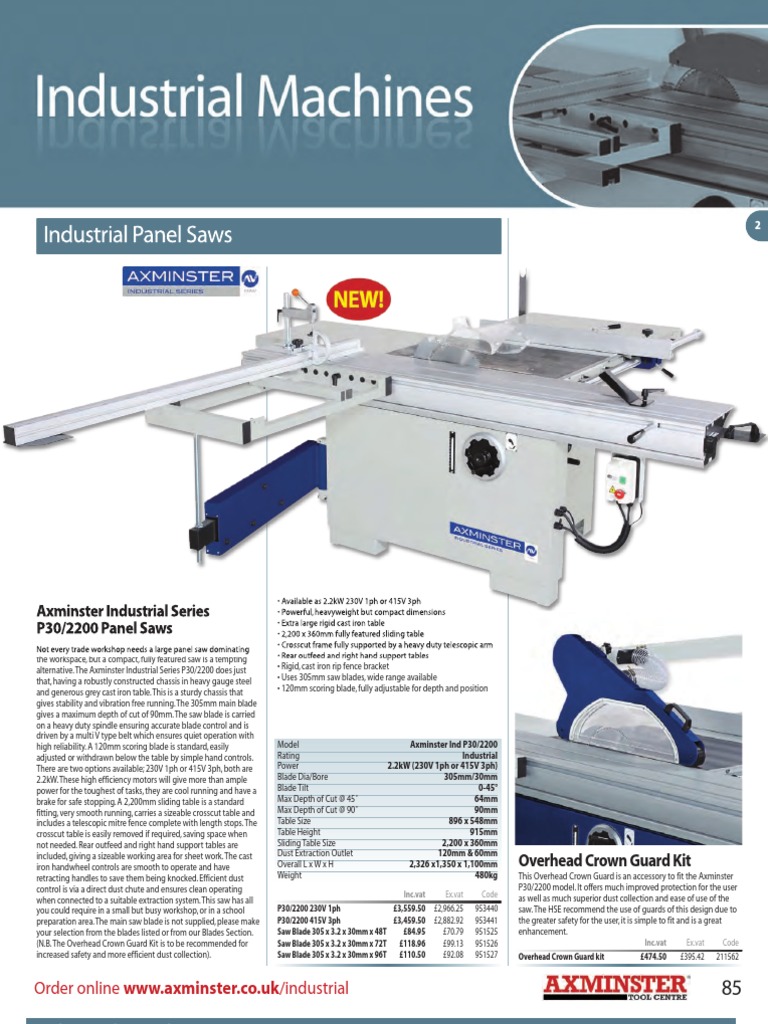 Axminster 02 - Industrial Machines - p85-p108 | PDF | Blade | Equipment