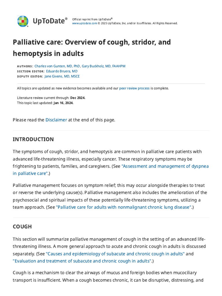 Palliative care_ Overview of cough, stridor, and hemoptysis in adults ...
