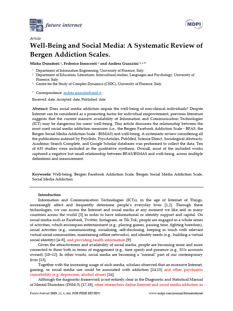 Well-Being+and+Social+Media a+Systematic+Review+of+Bergen+Addiction ...