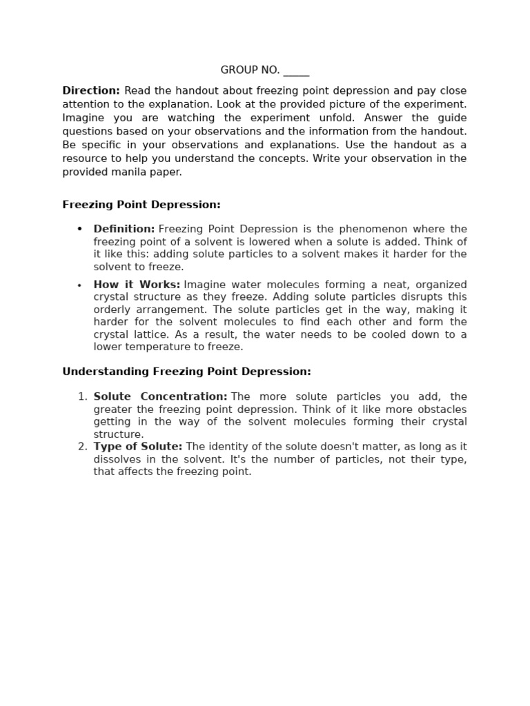 Understanding Freezing Point Depression | PDF