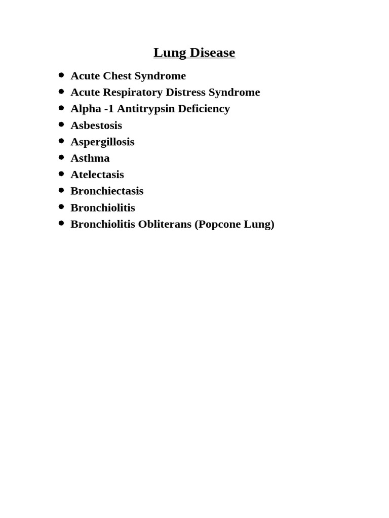 Common Lung Diseases Overview | PDF