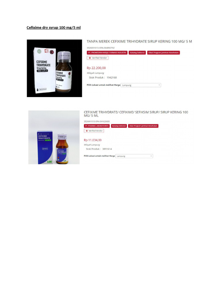 Cefixime dry syrup 100 mg (1) | PDF