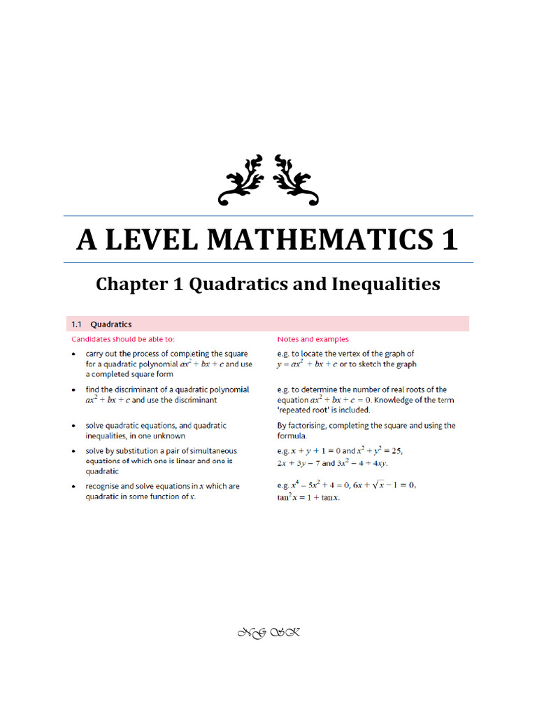 P1 Chapter 1 Quadratics Equation 2024 | PDF | Quadratic Equation ...