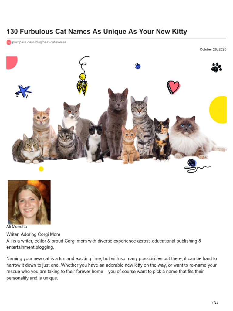 Unique Cat Names for Your New Kitty | PDF | Professor Moriarty