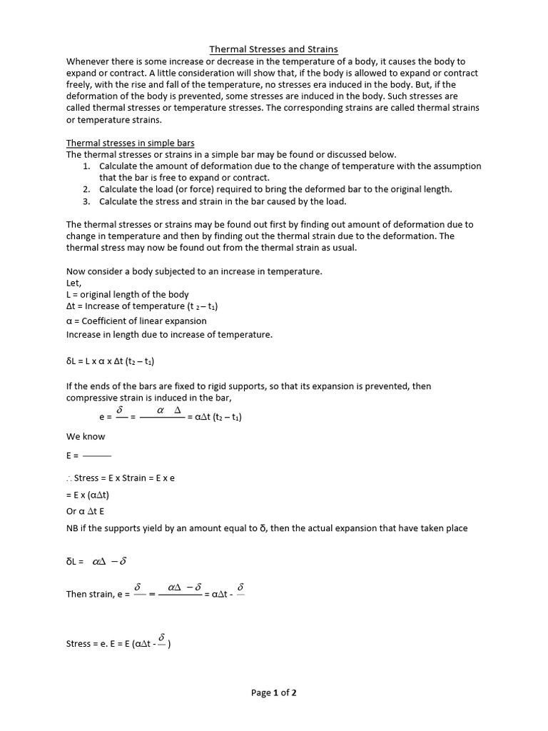 Thermal Stress and Strain Analysis | PDF | Deformation (Engineering ...