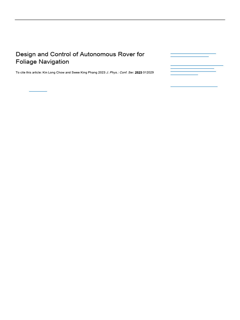 Autonomous Rover Design for Foliage Navigation | PDF | Lidar | Torque