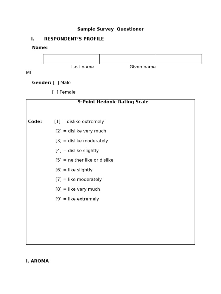 Sample Survey Questioner | PDF