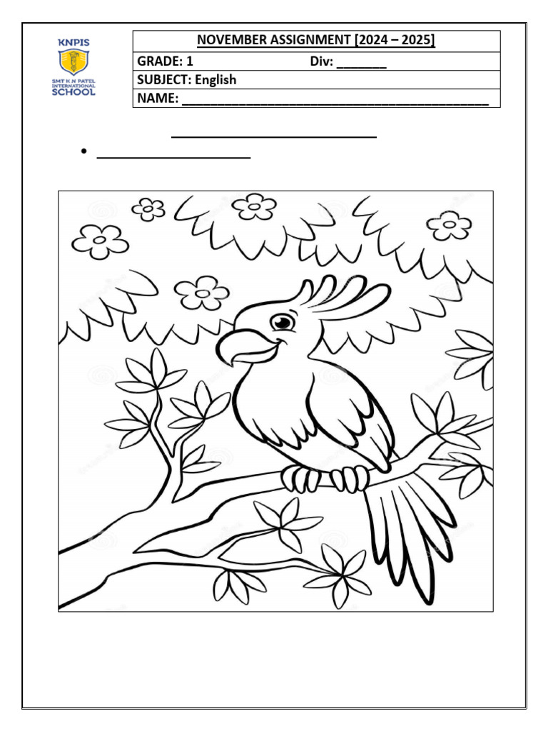 Parrot and Fig Tree Assignment for Grade 1 | PDF