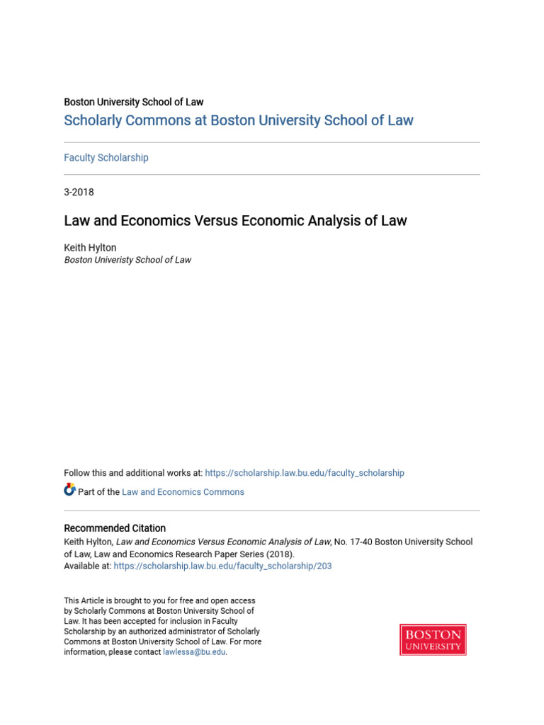 Law and Economics Versus Economic Analysis of Law | PDF | Economics ...