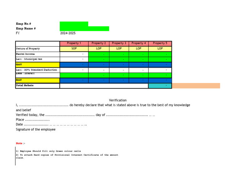 Employee Property Income Declaration Form | PDF