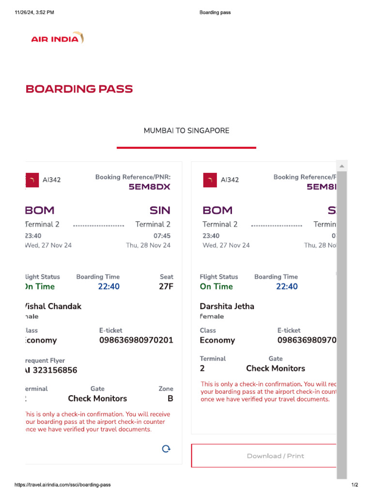 MUM SGN BOARDING PASS | PDF