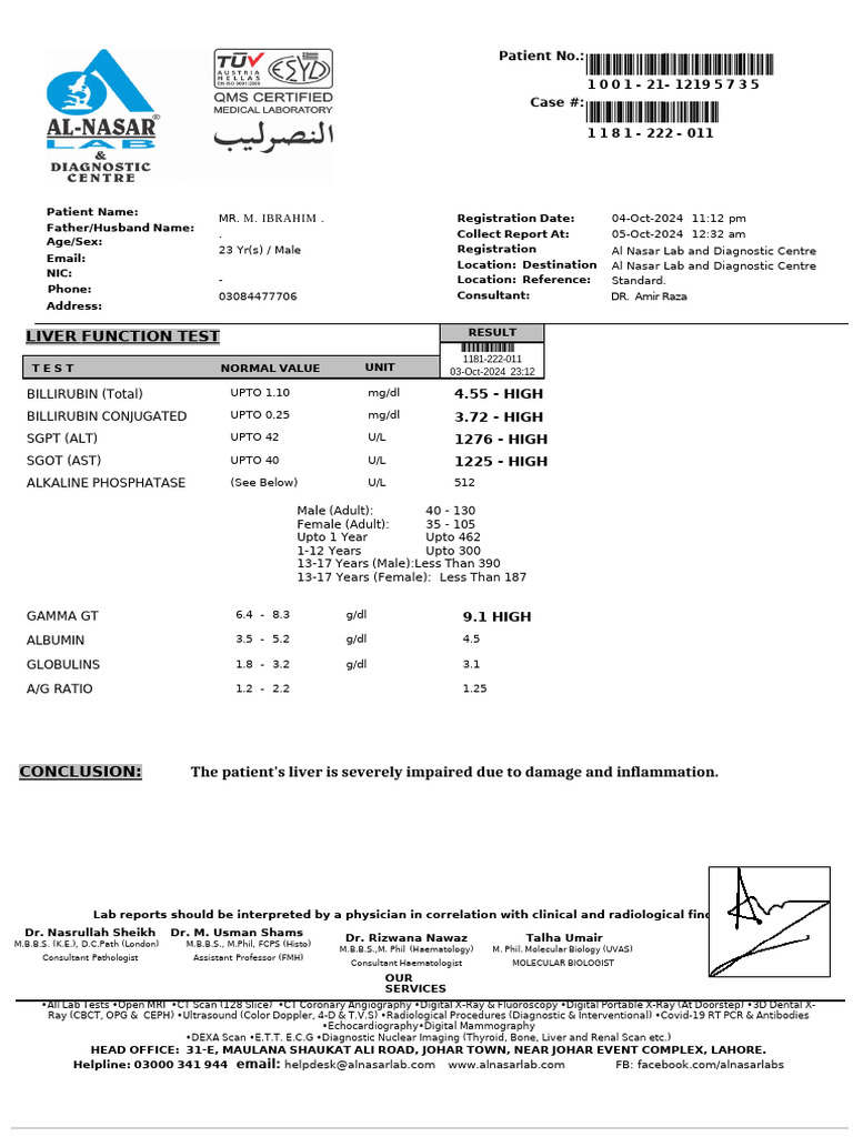 Liver Function Test Results Summary | PDF | Medical Imaging | Alanine ...