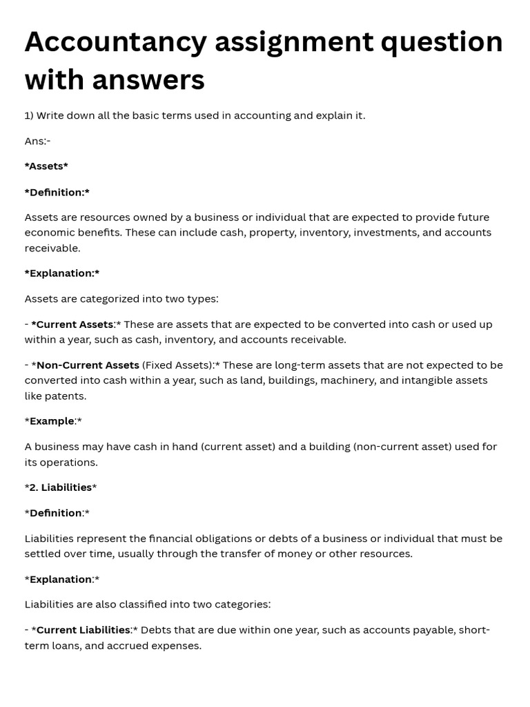 Accountancy Assignment Question With Answers - 20250107 - 133721 - 0000 | PDF | Debits And ...