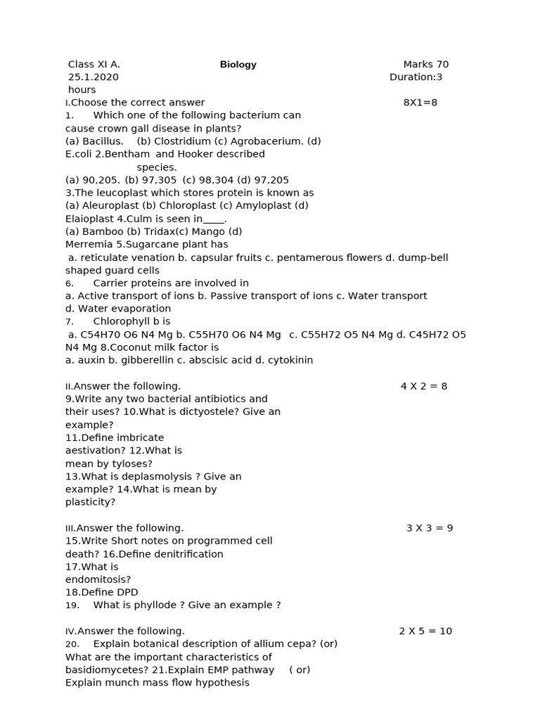 Namma Kalvi 11th Biology Full Portion Model Question Papers em 217387 ...