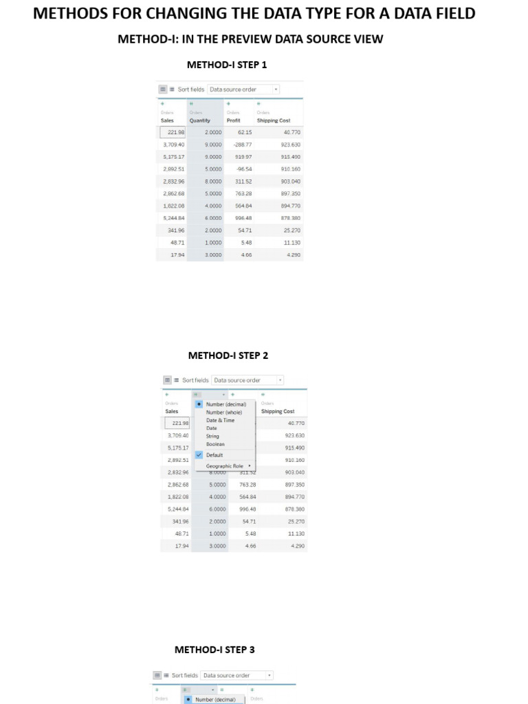 Change Data Type For A Data Field | PDF