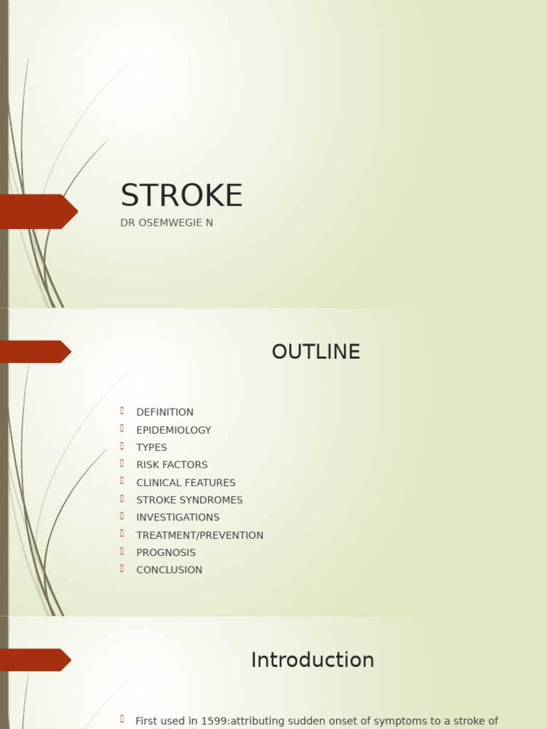 Stroke Uniport Lecture Series | PDF | Stroke | Ischemia