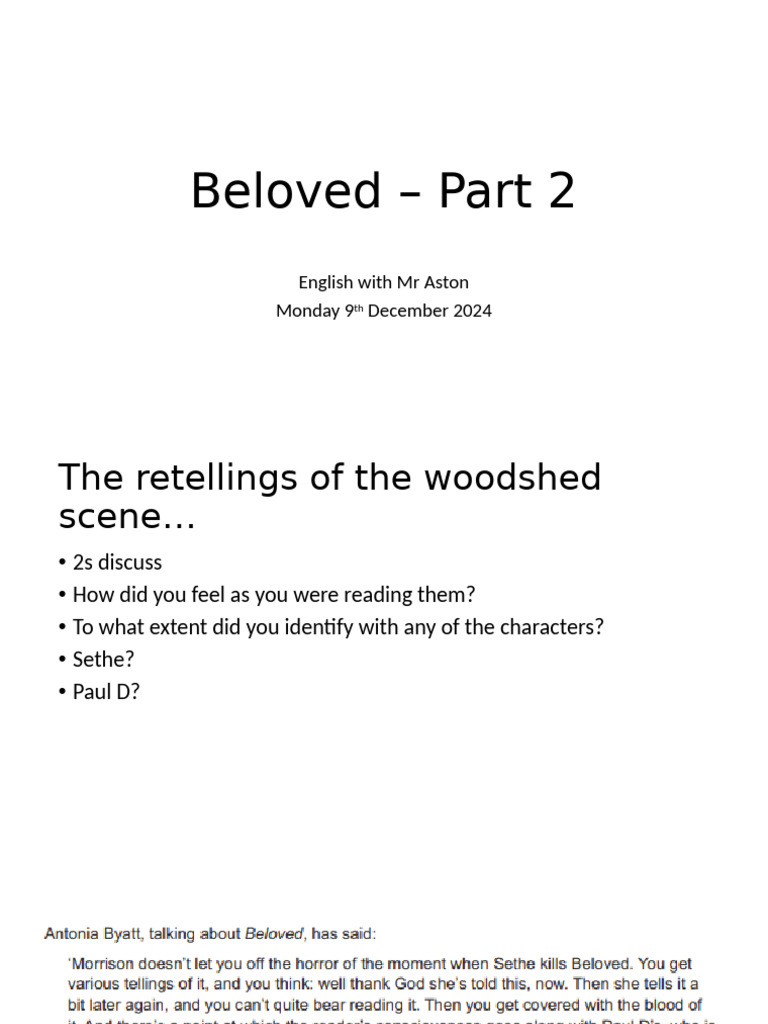 English Class: Analyzing 'Beloved' | PDF