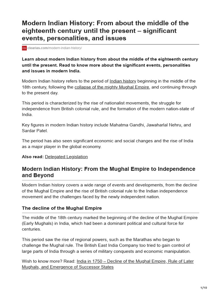 Modern Indian History From About The Middle of The Eighteenth Century ...