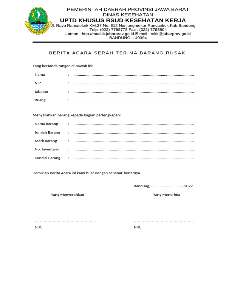 FORMULIR BARANG RUSAK | PDF