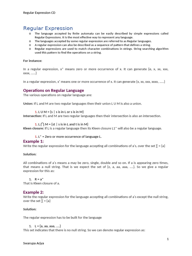 Regular Expression Pdf String Computer Science Regular Expression 9689